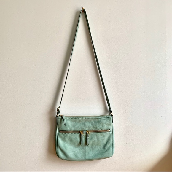 Fossil | Bags | Fossil Blue Leather Crossbody Bag | Poshmark